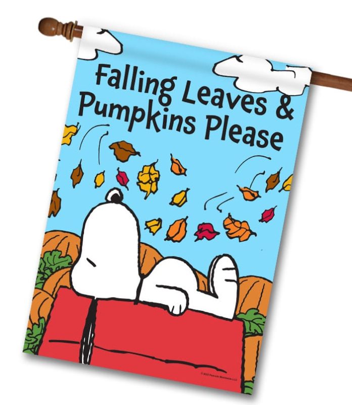 Buy: PEANUTS® Happiness is a Pile of Leaves Snoopy – Garden Flag ...