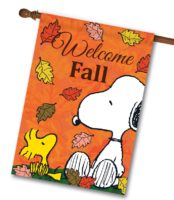 Buy: PEANUTS® Falling Leaves Welcome Snoopy & Woodstock – House Flag ...