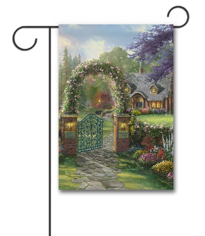 Buy: Hummingbird Cottage – Garden Flag Spring Art Flagology.com