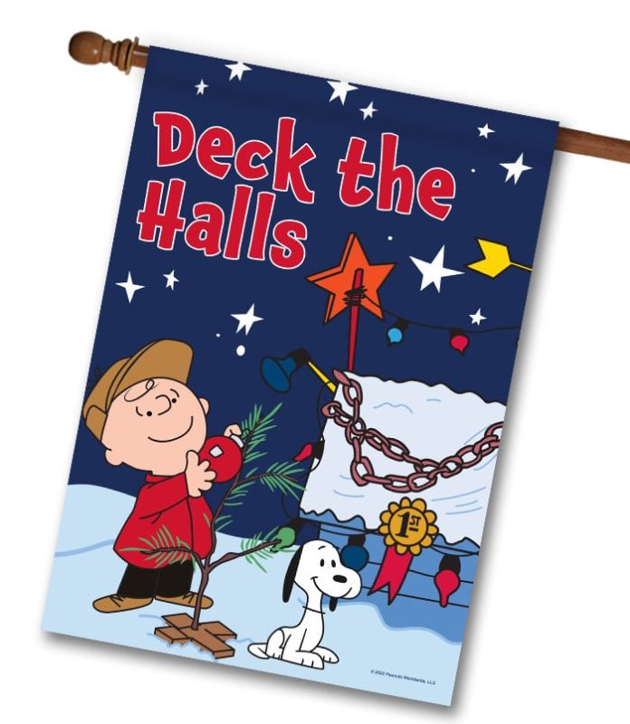 Buy: PEANUTS® Deck the Halls Charlie Brown and Snoopy – House Flag ...