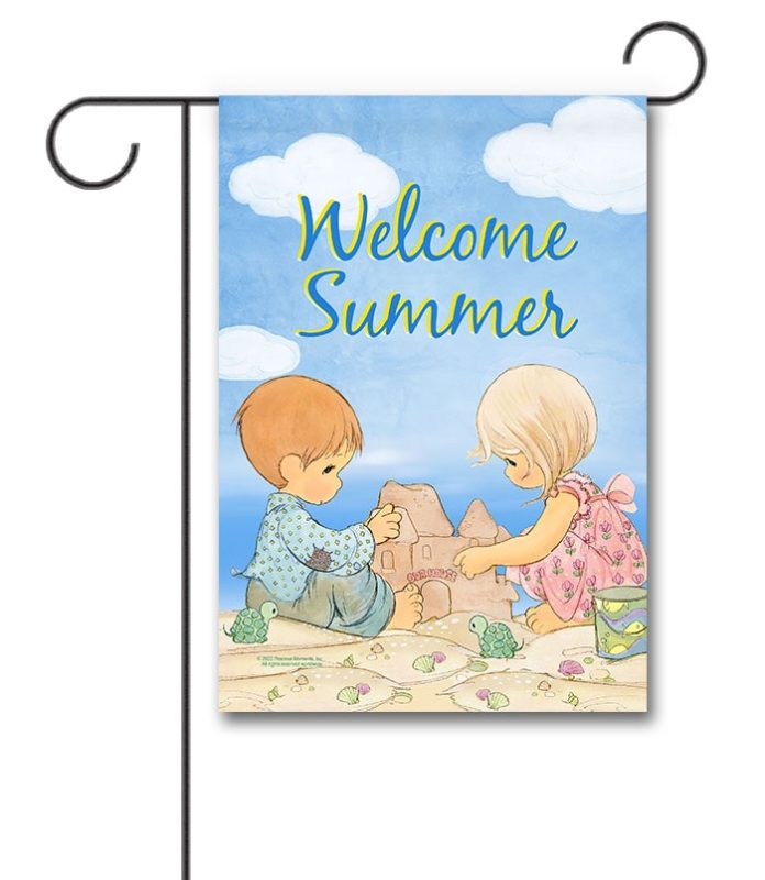 Buy: Precious Moments Welcome Summer Sandcastle – Garden Flag Flagology.com