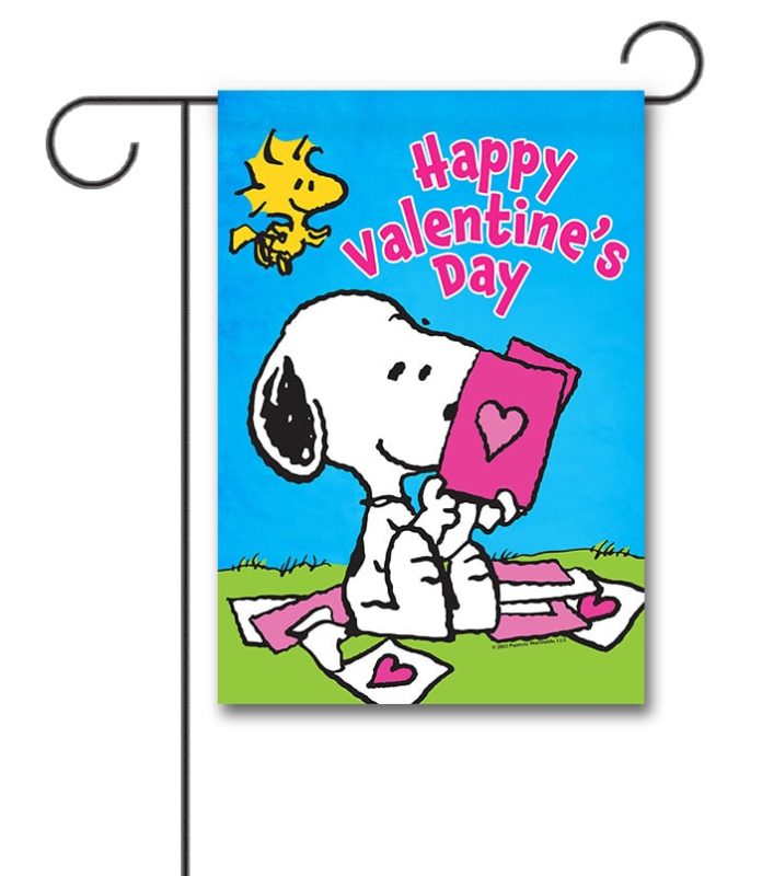 Buy: PEANUTS® Snoopy Valentine’s Pile – Garden Flag Flagology.com