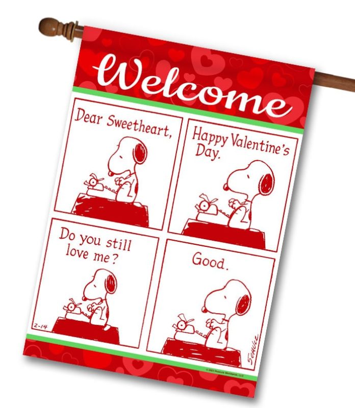 Buy: PEANUTS® Snoopy Valentine’s Pile – Garden Flag Flagology.com