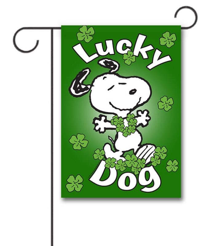 Buy: PEANUTS® Lucky Dog Snoopy – Garden Flag Flagology.com