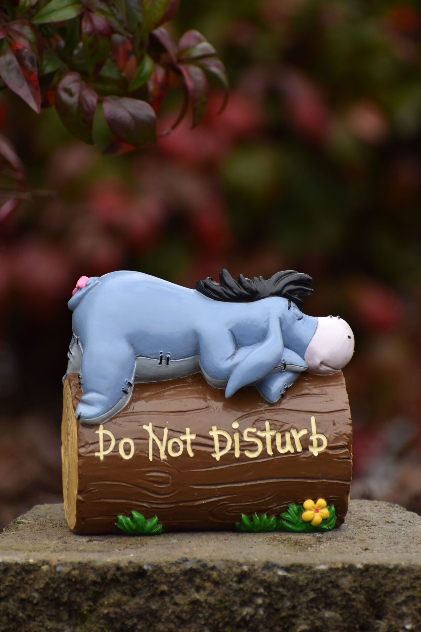 Buy: Eeyore Do Not Disturb Log 5″ Garden Statue Flagology.com