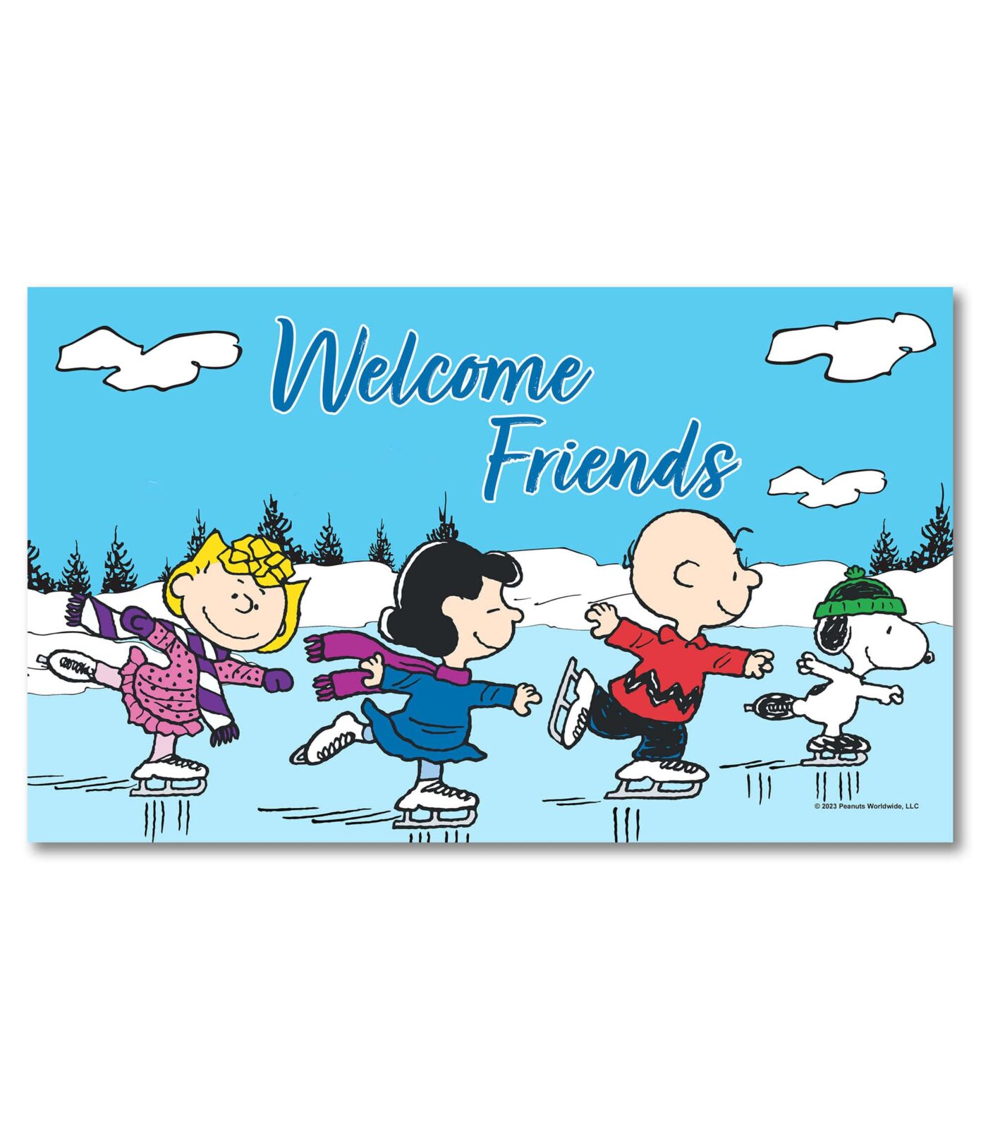 Buy: PEANUTS® Winter Wonderland Ice Skating Doormat Flagology.com