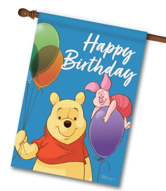 Buy: Happy Birthday Balloons Pooh & Piglet – House Flag Flagology.com