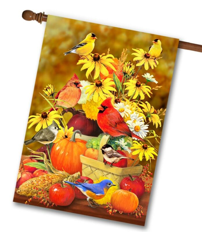 Buy: Fall Songbirds – House Flag Fall Art Bird Flagology.com