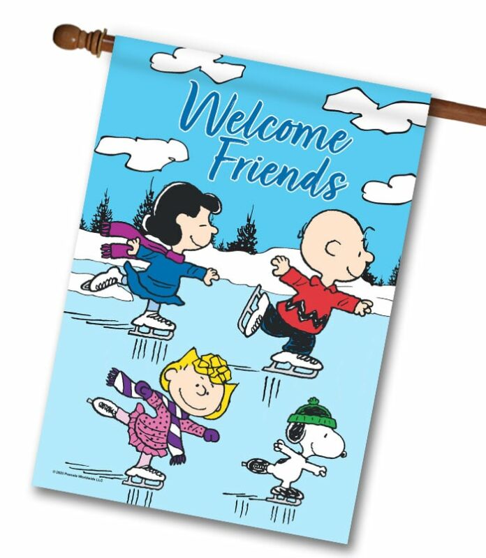 Buy: PEANUTS® Winter Wonderland Ice Skating – House Flag Flagology.com