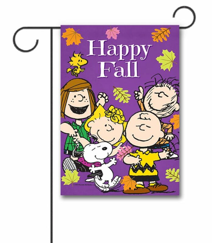 Buy: PEANUTS® Dancing in Fall Friends – Garden Flag Flagology.com