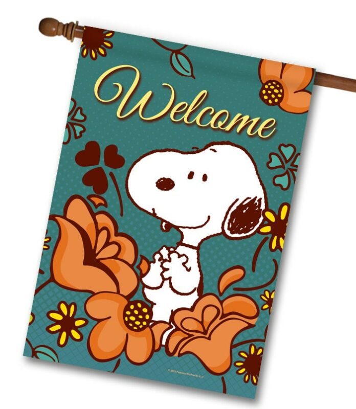 Buy: PEANUTS® Fall Floral Snoopy – House Flag Flagology.com