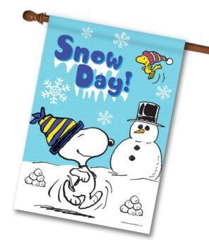 Buy: PEANUTS® Snow Day Snoopy and Woodstock – House Flag Flagology.com