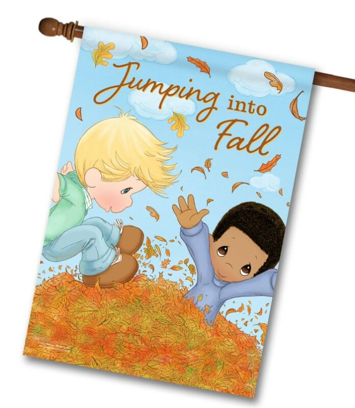 Buy: Precious Moments Jumping Into Fall – House Flag Flagology.com