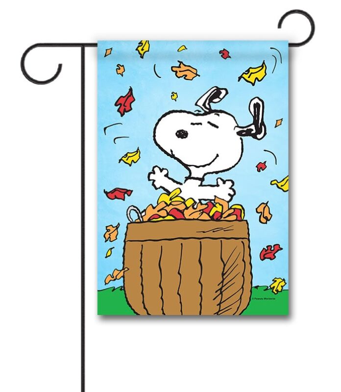 PEANUTS® Snoopy Basket of Leaves - Garden Flag - 12.5" x 18" - Custom ...