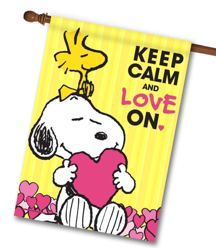 PEANUTS® Keep Calm and Love On Snoopy - House Flag - 28" x 40" - Custom ...