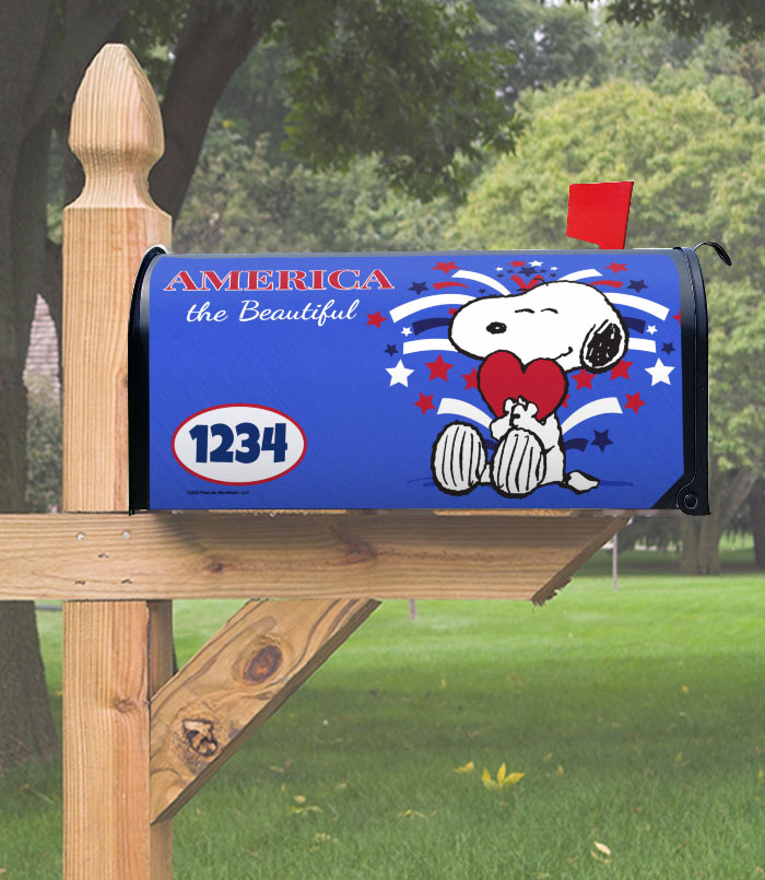 PEANUTS® America the Beautiful Snoopy - MAILBOX COVER - Custom Printed ...