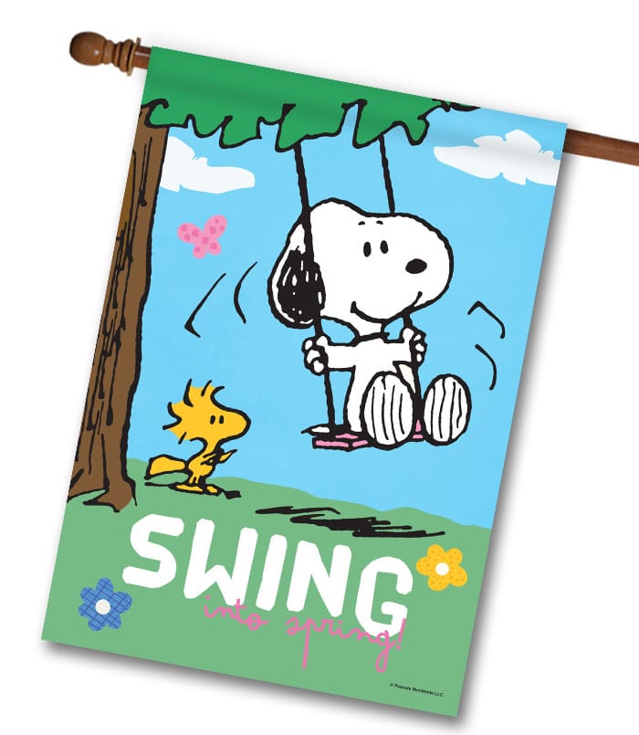 PEANUTS® Swing into Spring Snoopy and Woodstock - House Flag - 28" x 40 ...