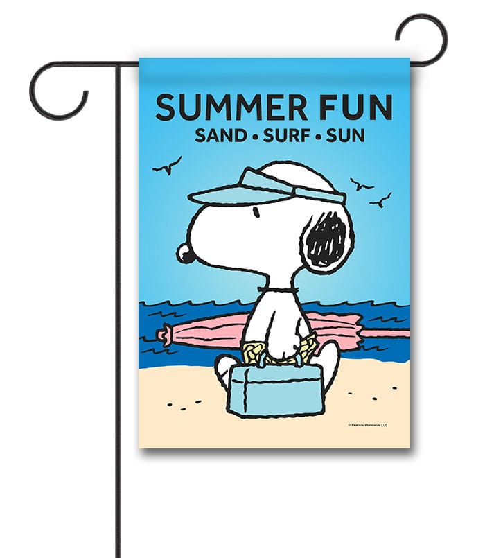 PEANUTS® Summer Fun Beach Snoopy - Garden Flag - 12.5" x 18" - Custom ...