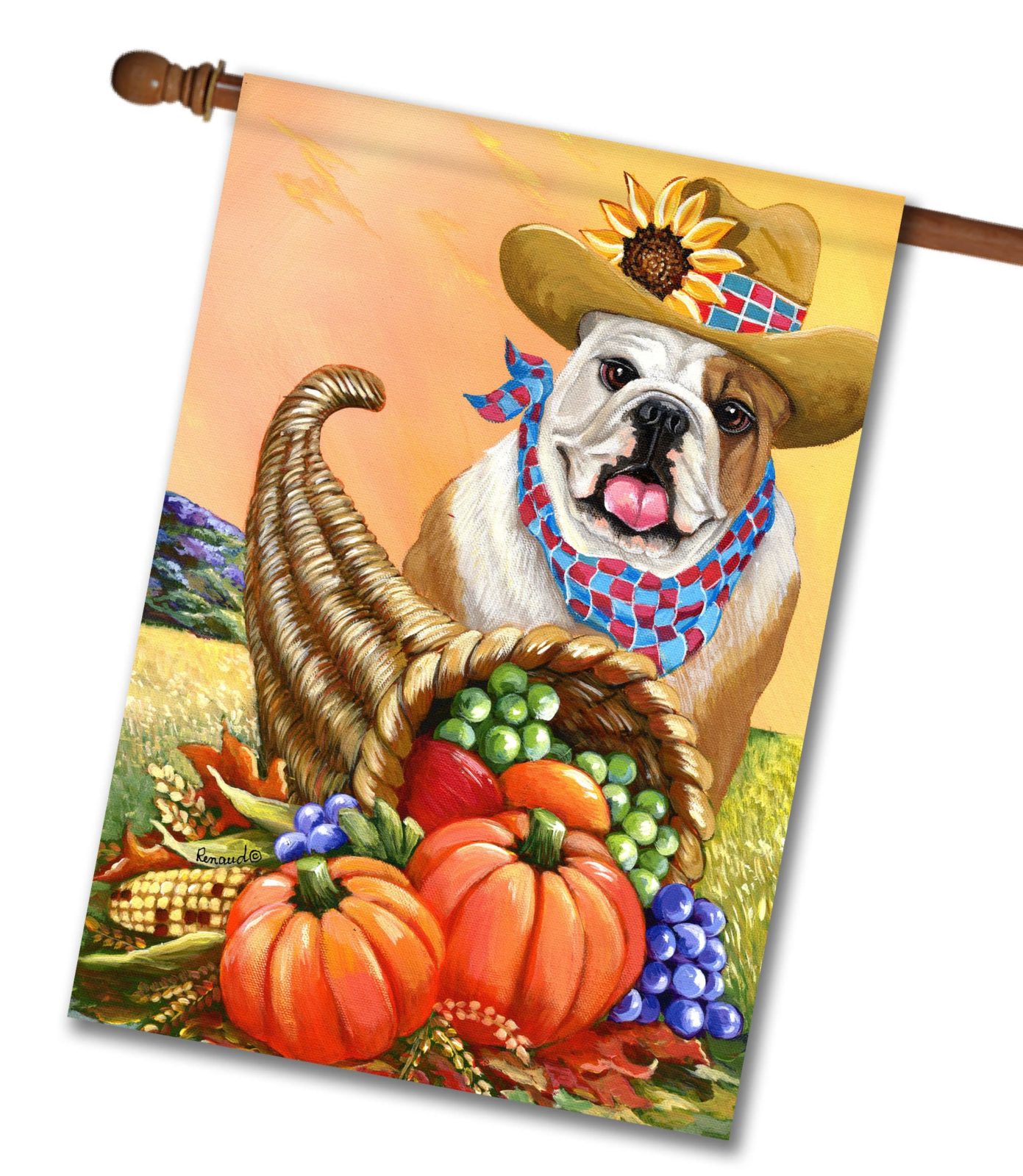 Buy: English Bulldog Autumn – House Flag Fall Dog Flagology.com