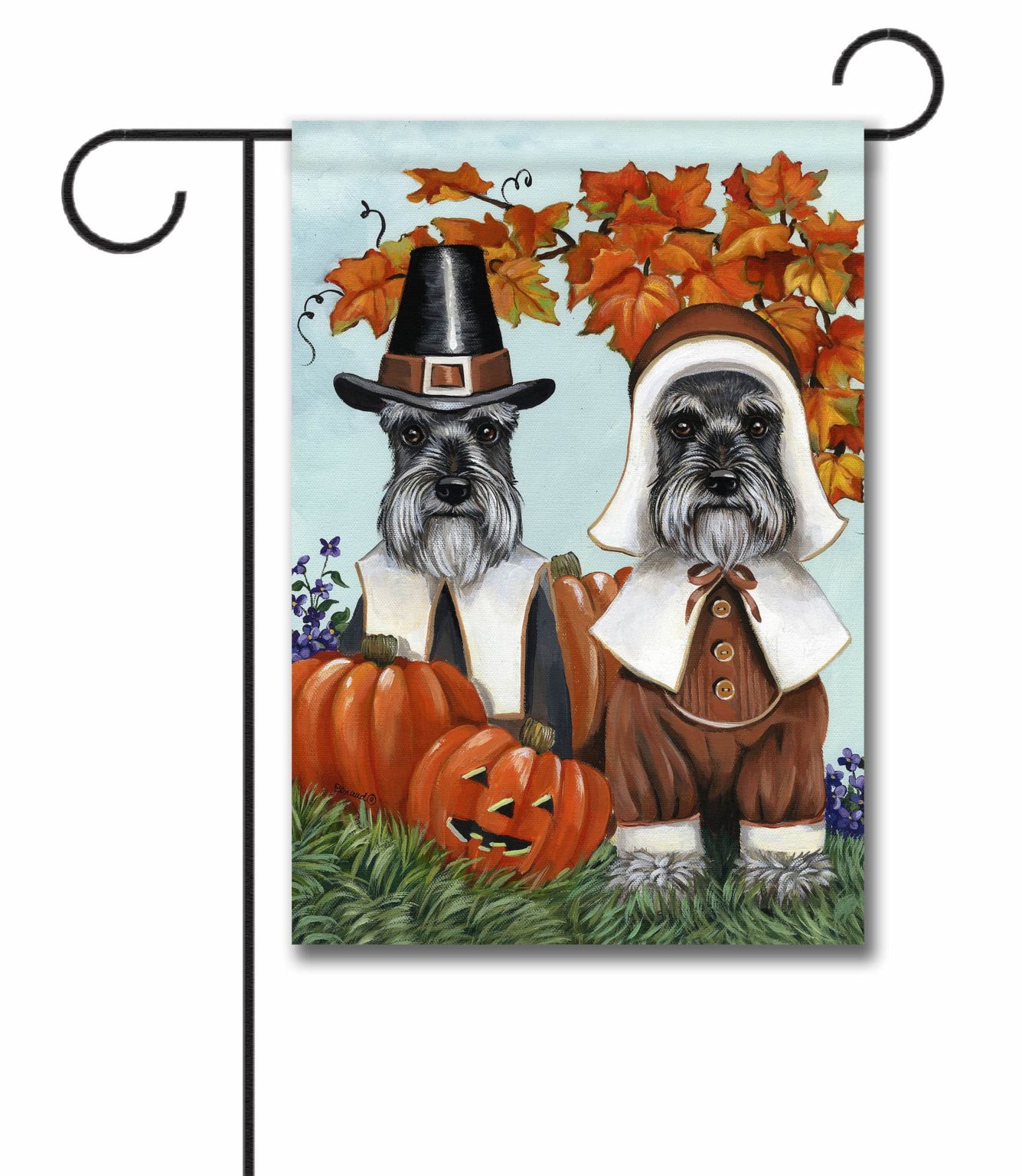 Buy: Schnauzer Ye Thankful Pilgrims – Garden Flag Flagology.com