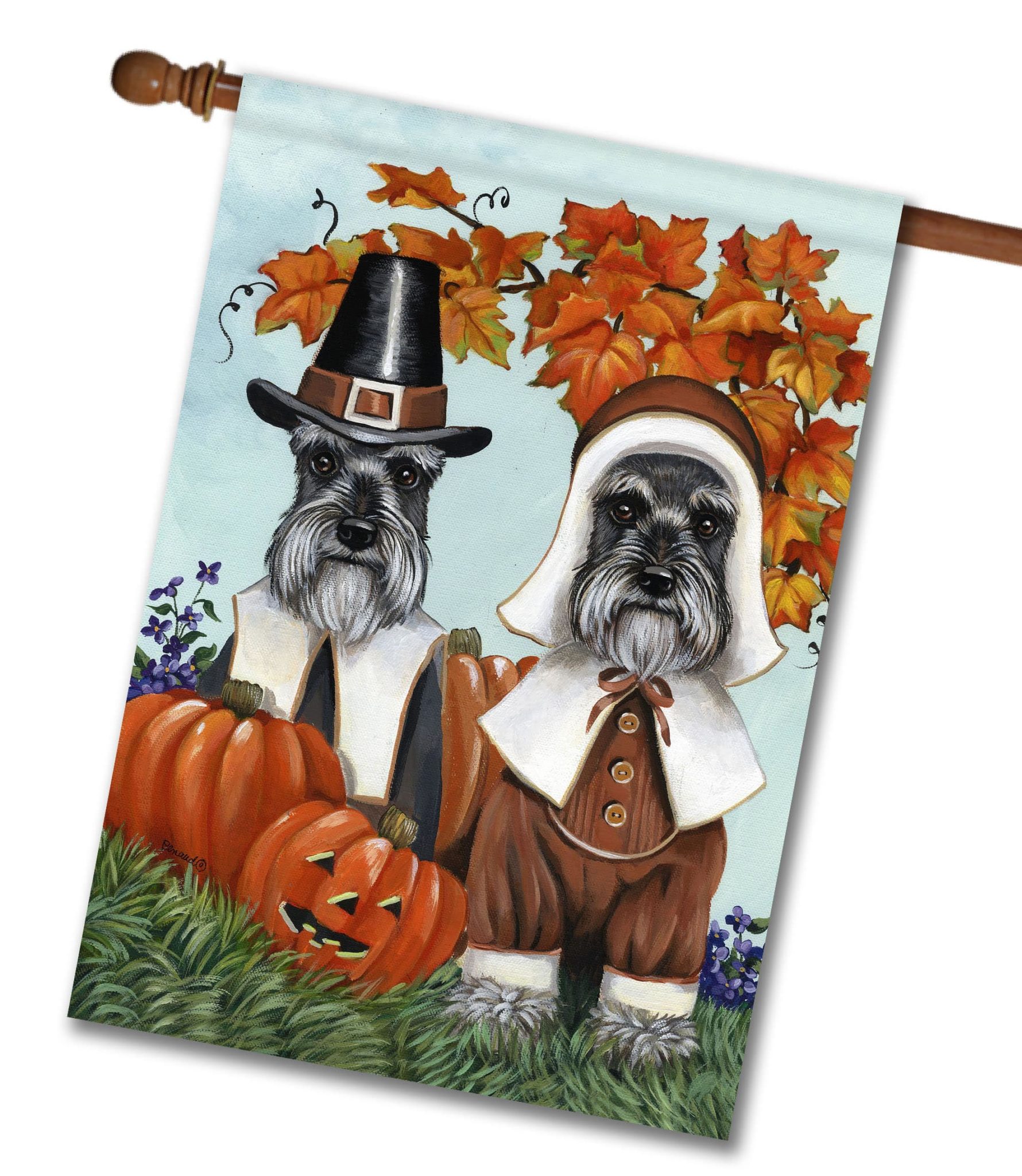 Buy: Schnauzer Ye Thankful Pilgrims – Garden Flag Flagology.com
